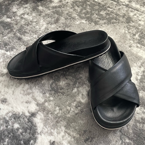 J SLIDE | Shoes | J Slides Black Leather Sandal Size 75 | Poshmark